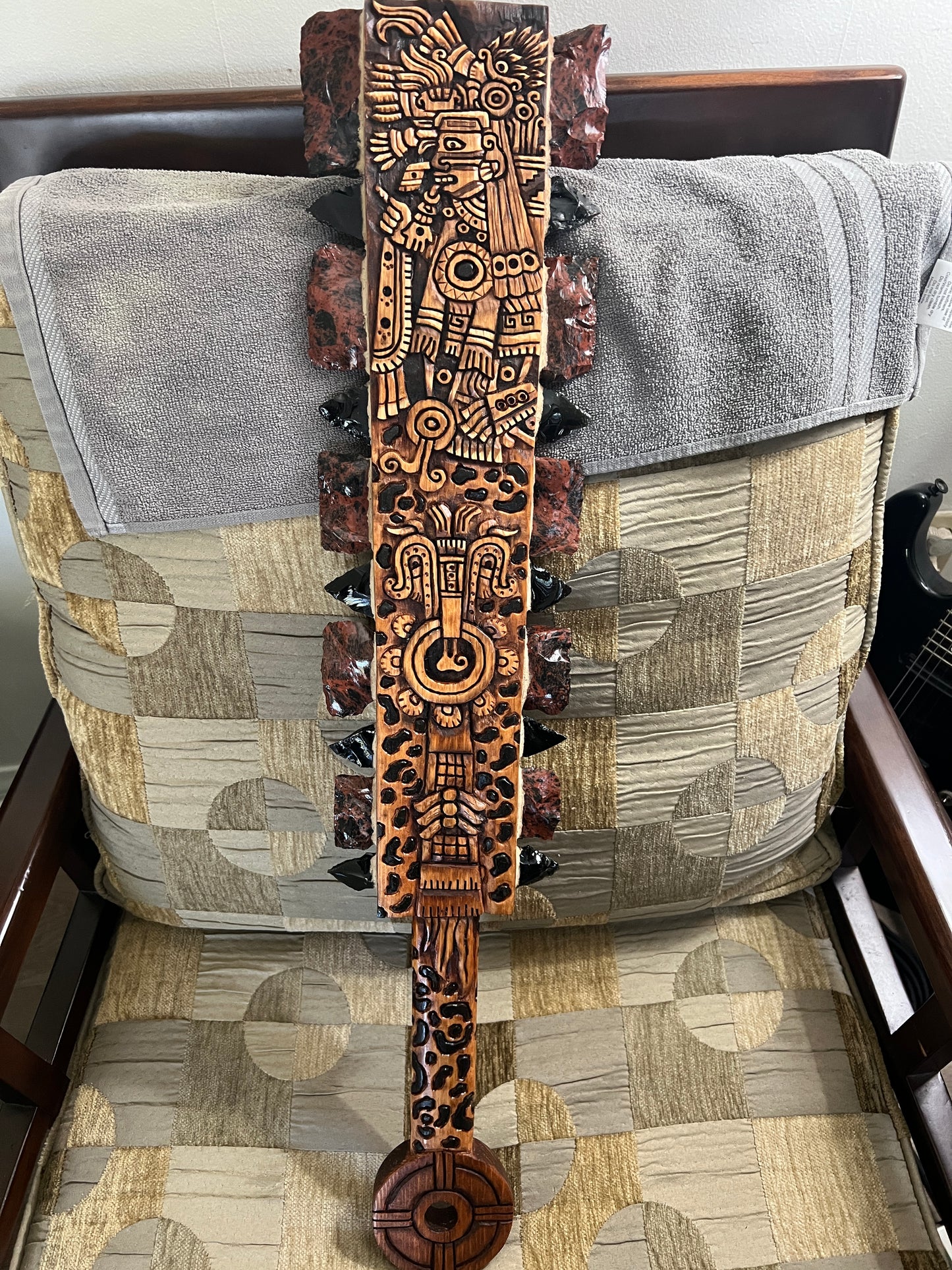 Tezcatlipoca Macuahuitl Wood Obsidian Carved from Mexico by Aztecs, Me ...